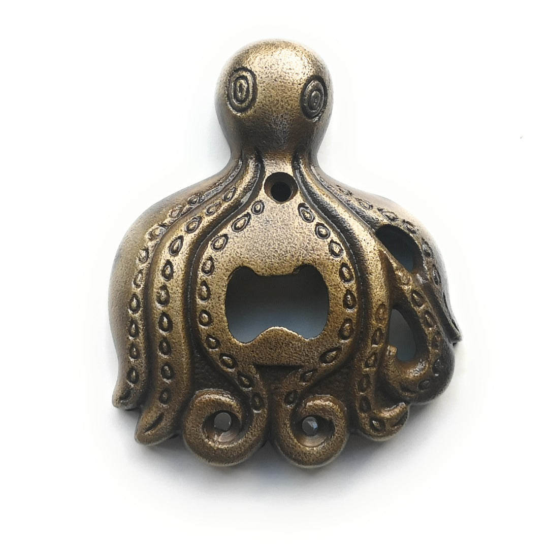 Antique Brass Octopus Bottle Opener Wall Mounted, Supplied with Fixing ...