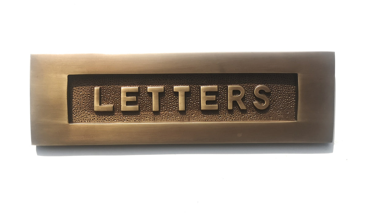 Antique Brass Letter Plate 10 x 3 inches - LETTERS Embossed on Solid B ...