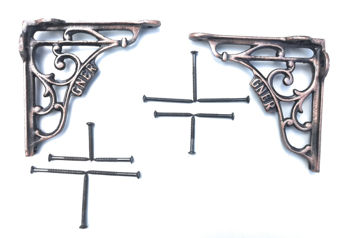 Wonderful Antique Copper 5x5'' Wall Shelf Brackets from a GNER Steam R ...