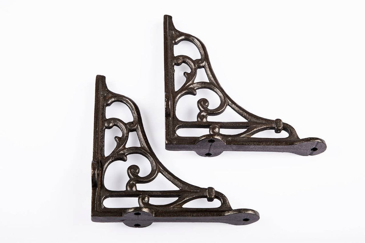 Classic Victorian Scroll Shelf Brackets - Pair in Antique Iron – B&M | Brass & Metal